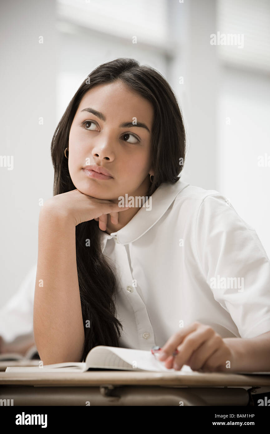 Girl in classroom Stock Photo - Alamy