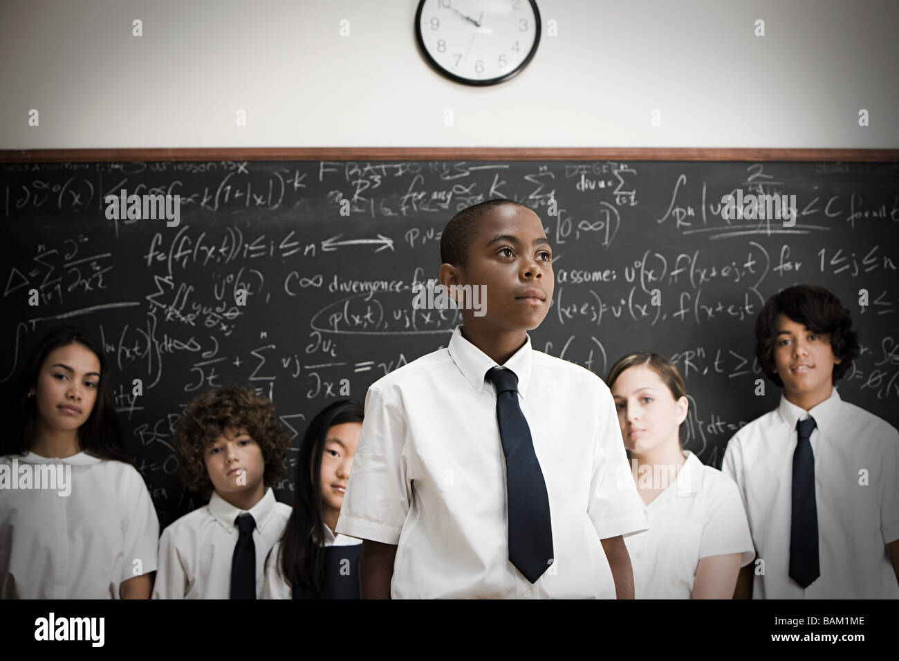 School students in front of blackboard Stock Photo - Alamy