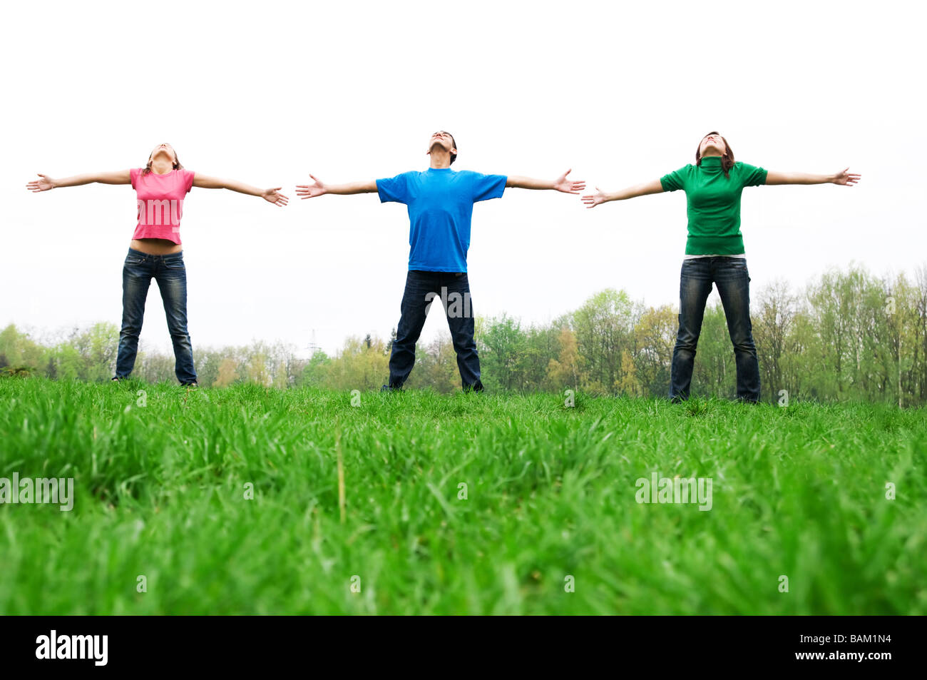 Group of friends expressing freedom Stock Photo - Alamy