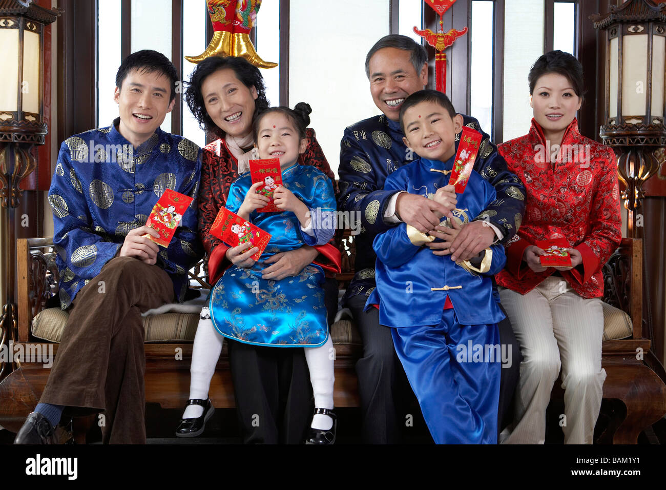 Multi-Generation Family Celebrating Chinese New Year Stock Photo - Alamy