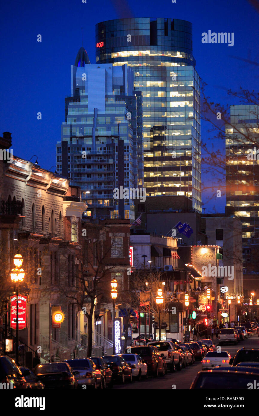 Canada Quebec Montreal Crescent Street at night Stock Photo - Alamy