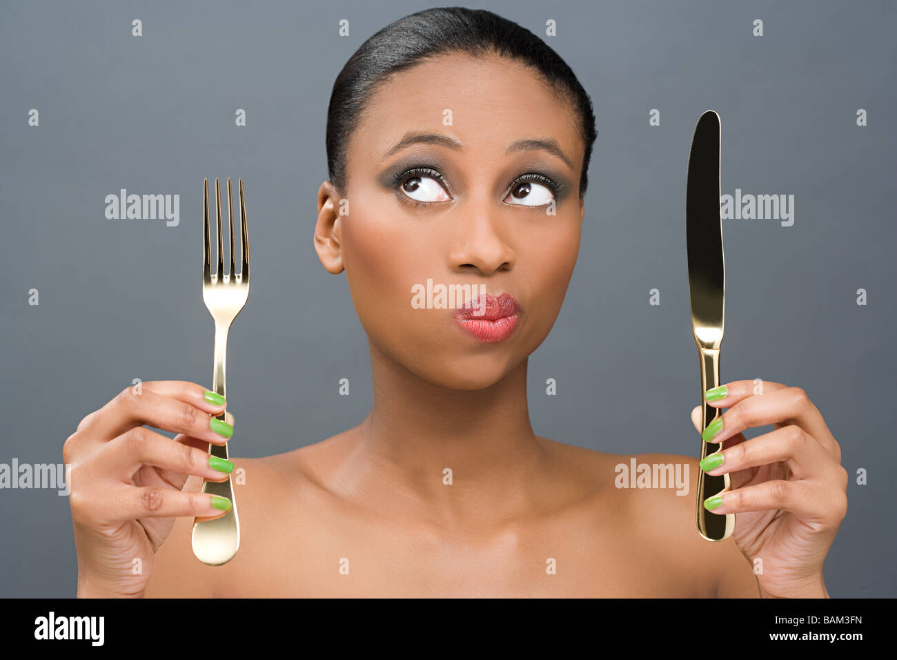 Woman fork studio hi-res stock photography and images - Alamy