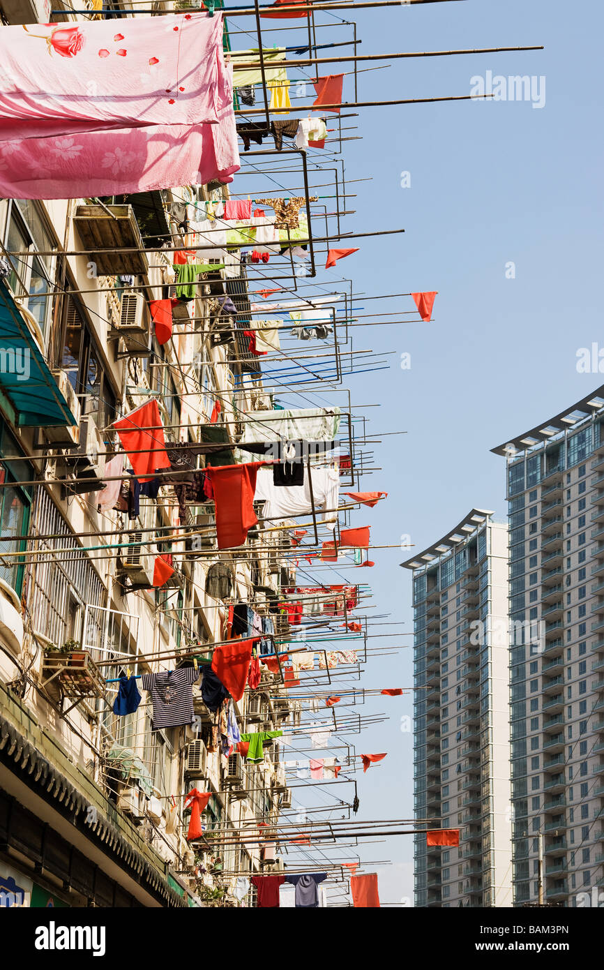 Apartment building with laundry Stock Photo - Alamy