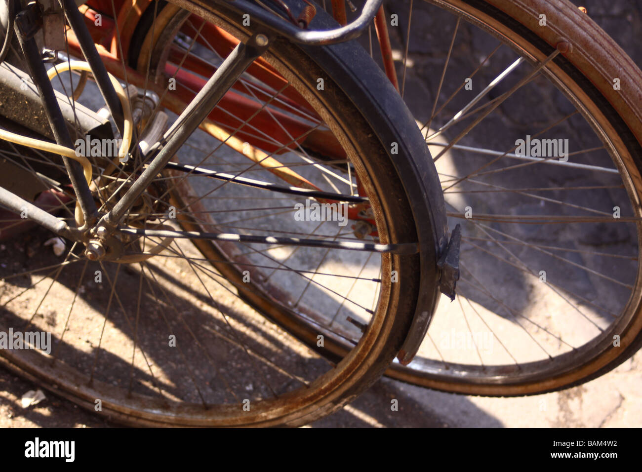 Details of two old bicycles, Rome, Italy Stock Photo - Alamy