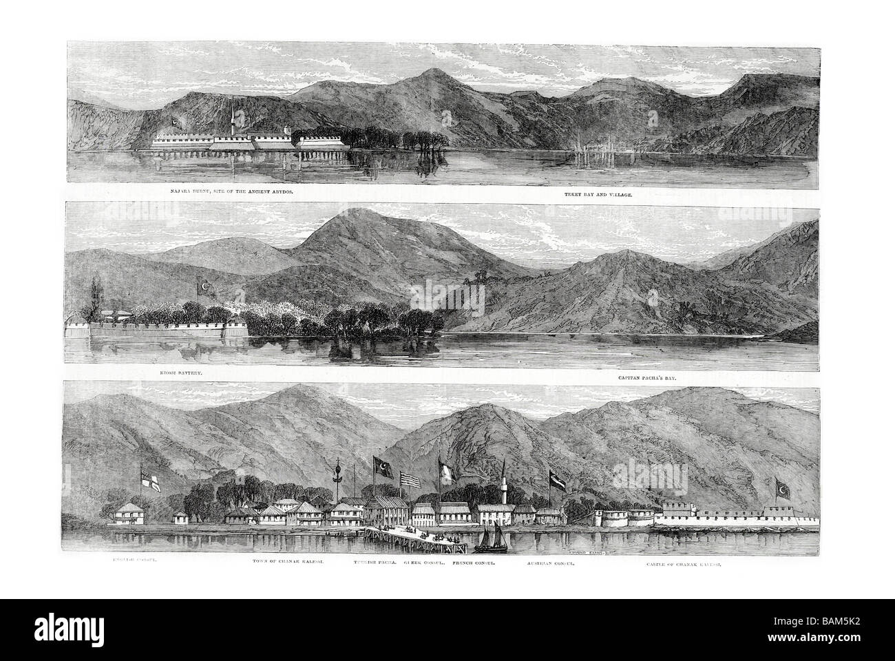 dardanelles asiatic side river estuary lake sea valley mountain view ...