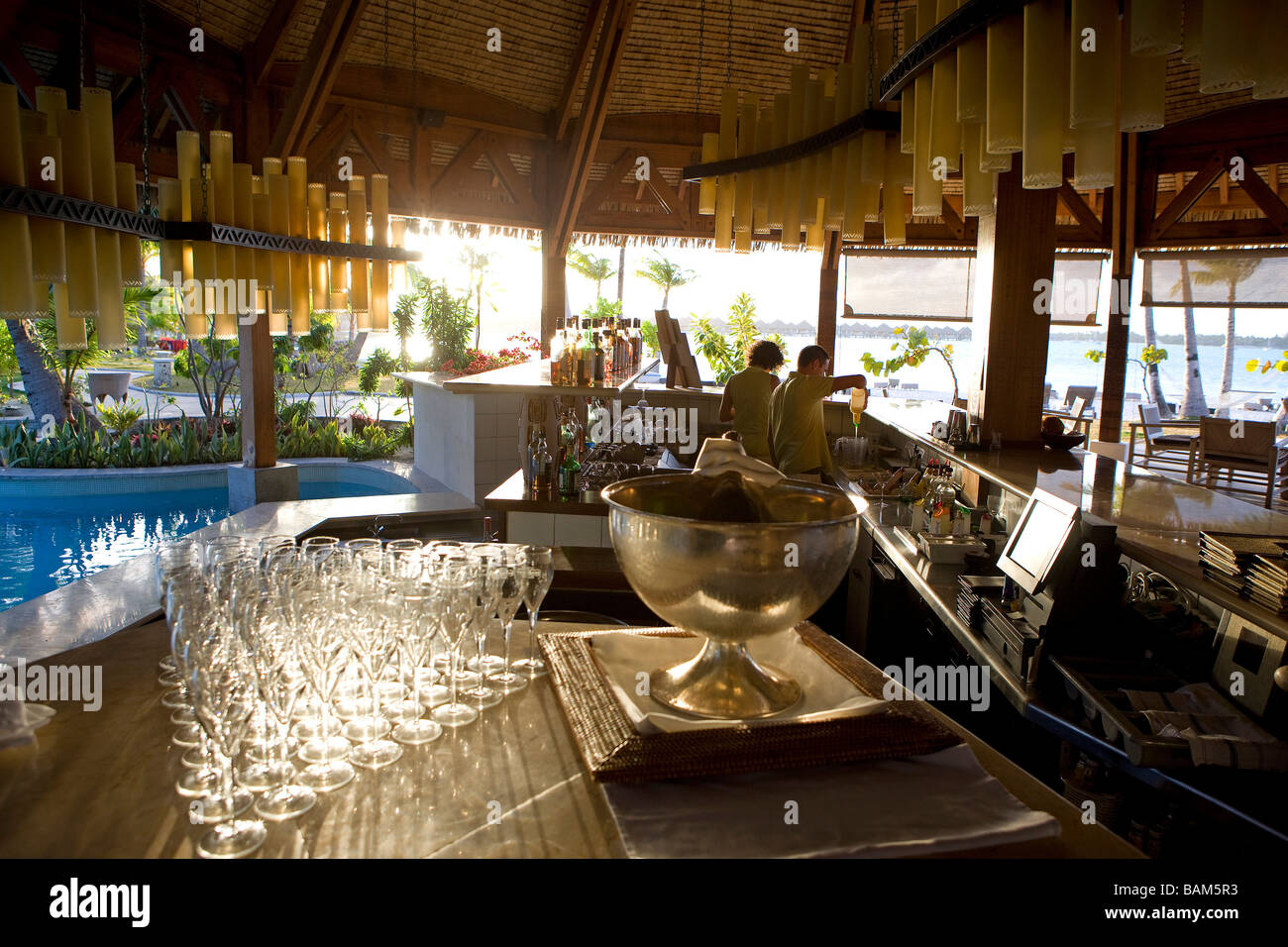 French Polynesia, Leeward archipelago, Bora Bora island, Saint Regis ...