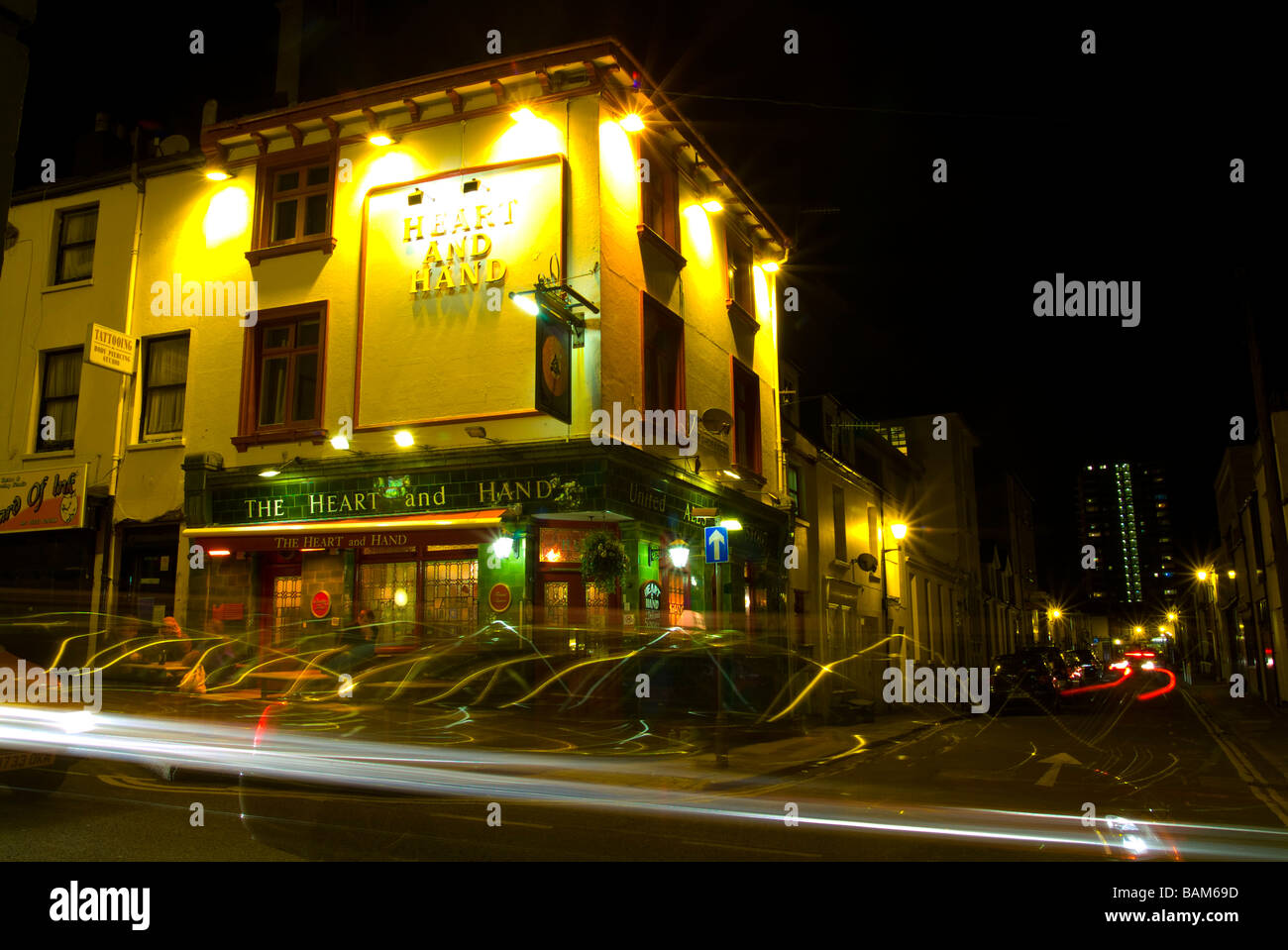 Brighton and Hove City night time street scenes and public houses with ...