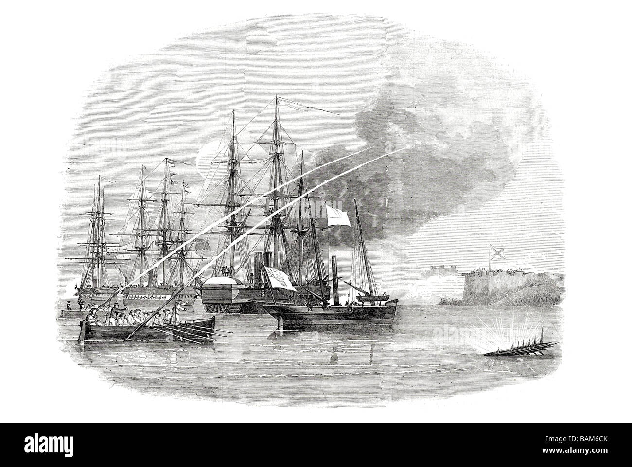 the arrogant magicienne and cossack with the gun boat ruby attacking ...