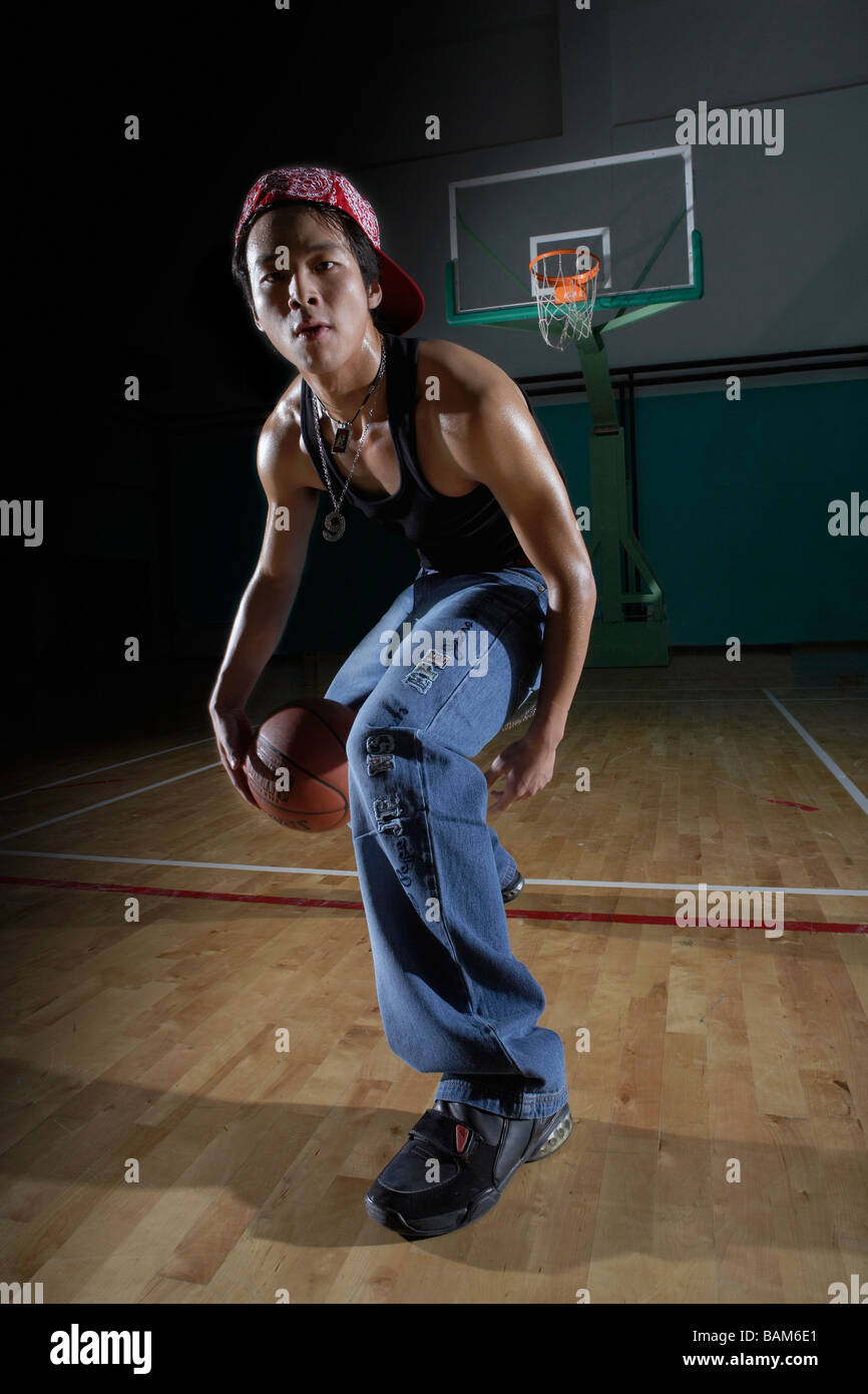 Hip Young Man Playing Basketball Stock Photo - Alamy