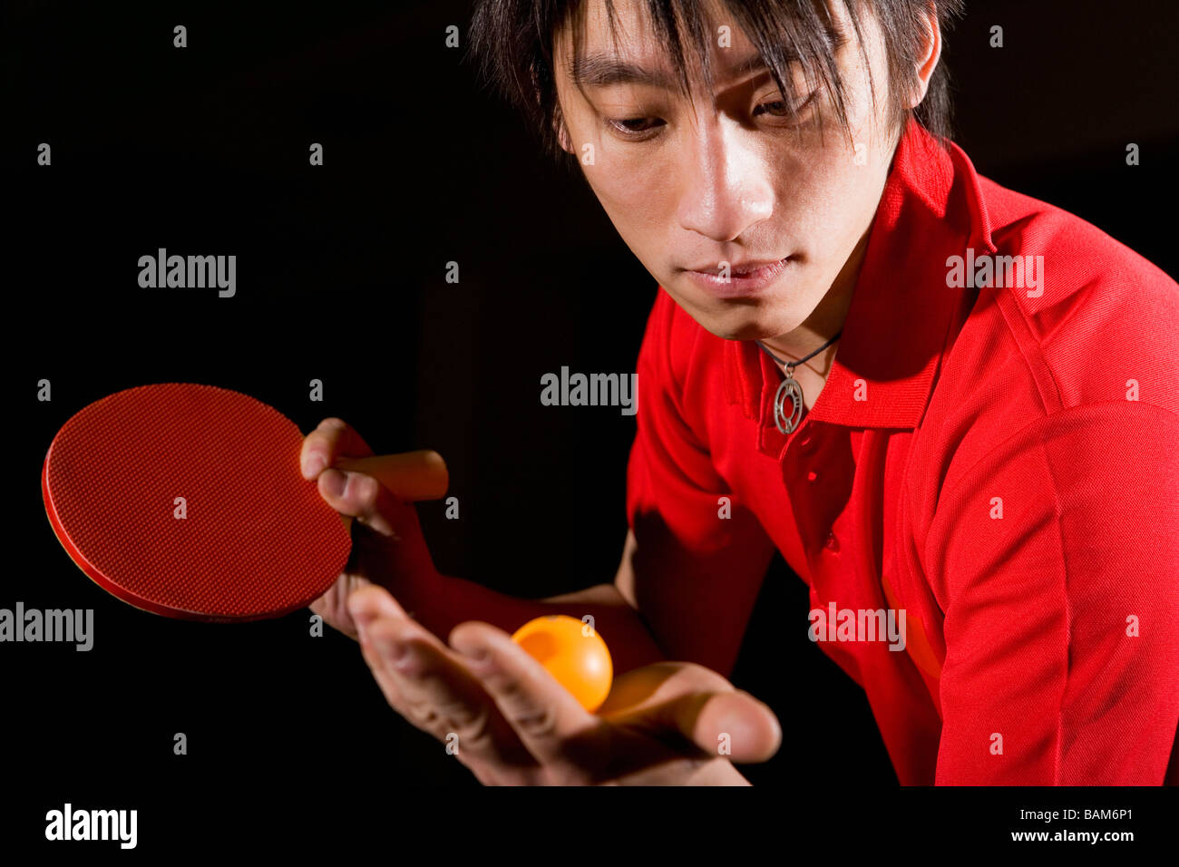 Young Man Playing Ping Pong Stock Photo - Alamy