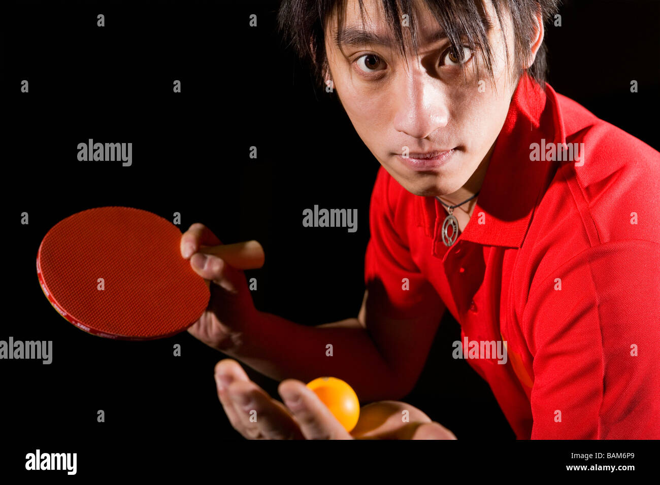 Young Man Playing Ping Pong Stock Photo - Alamy