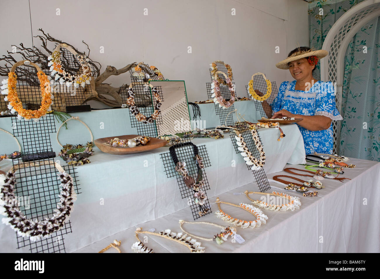 French Polynesia, Austral Islands, Tubuai island, jewellery shop Stock ...