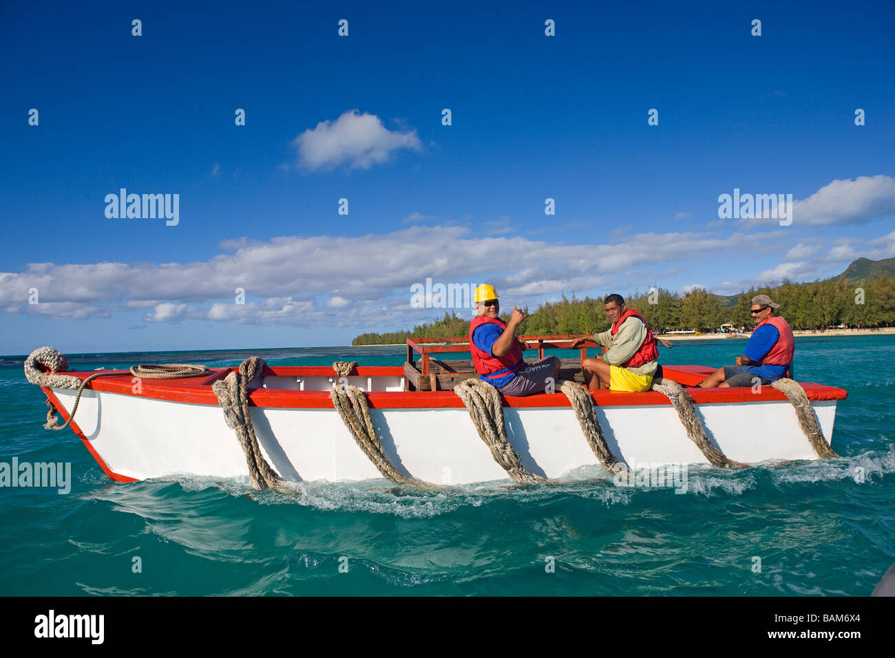 French Polynesia, Austral Islands, Tubuai island, small boat Stock ...
