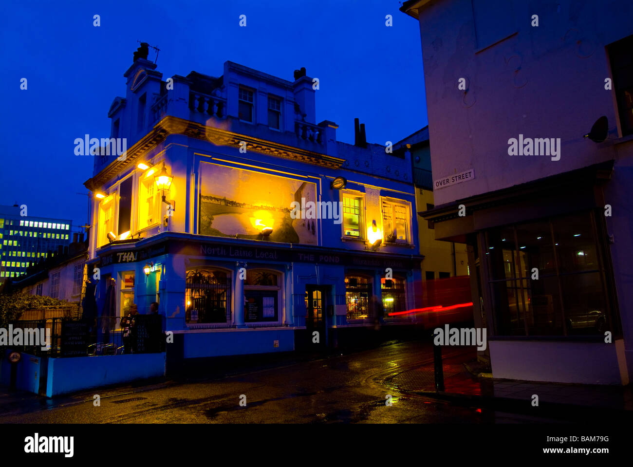 Brighton and Hove City night time street scenes and public houses with ...
