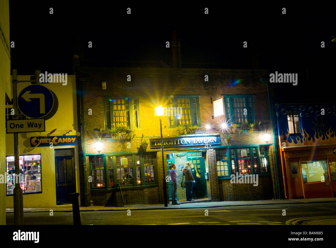 Brighton and Hove City night time street scenes and public houses with ...