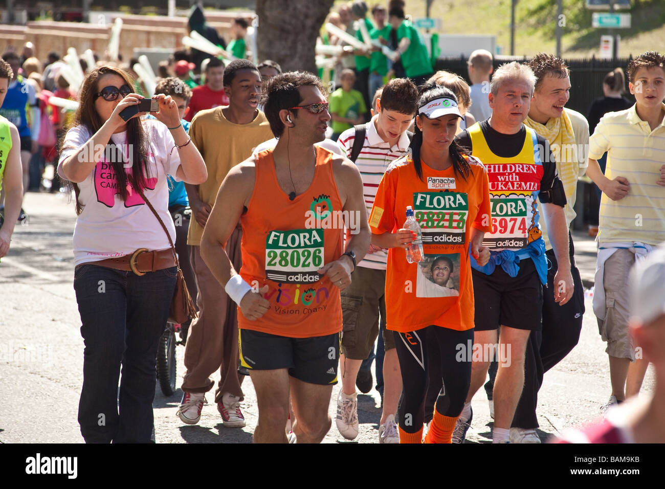 Jordan Katie Price running the Flora London Marathon 2009 at Mudchute ...