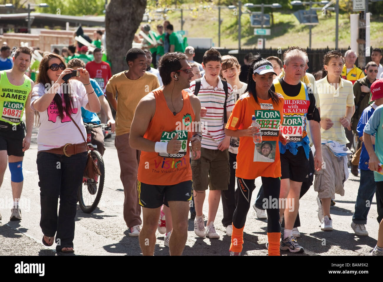 Jordan Katie Price running the Flora London Marathon 2009 at Mudchute ...