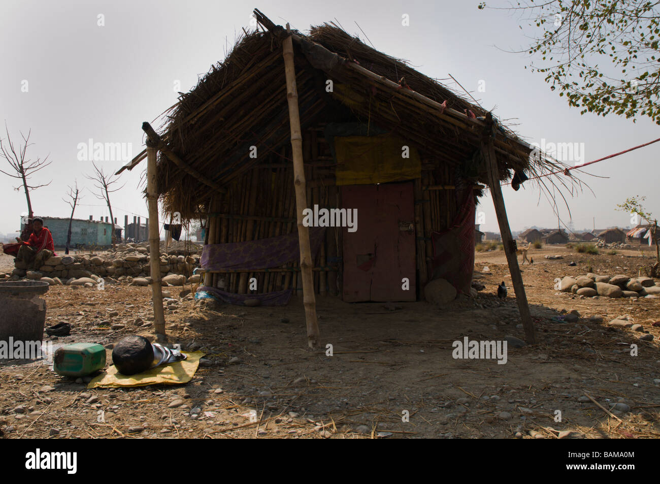 a straw/bamboo hut in a nepal rural slum Stock Photo - Alamy