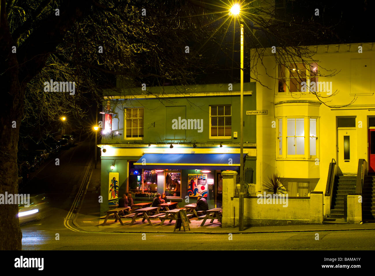 Brighton and Hove City night time street scenes and public houses with ...
