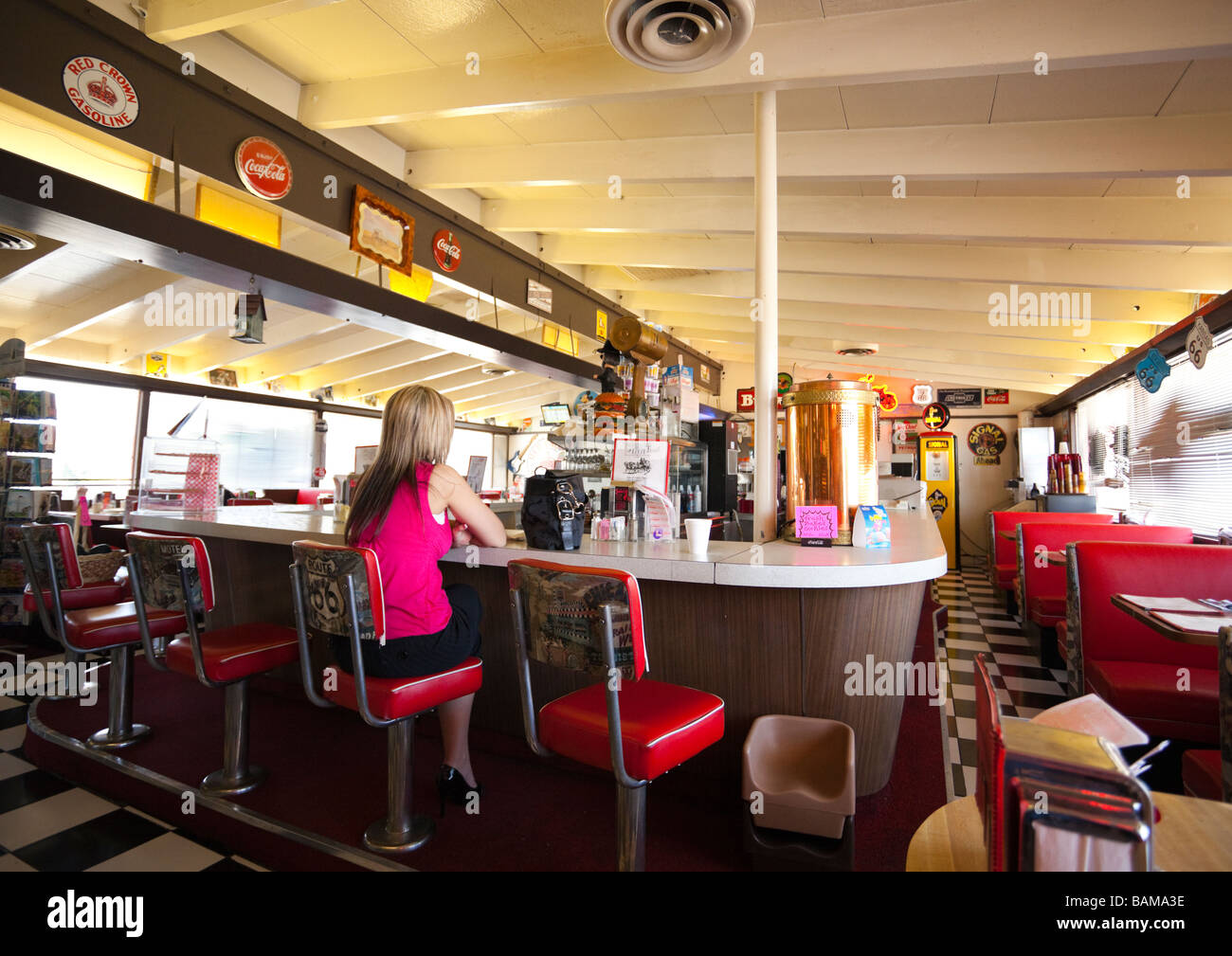The Summit Inn Cafe interior, Route 66, Cajon Pass, Oak Hills, San ...