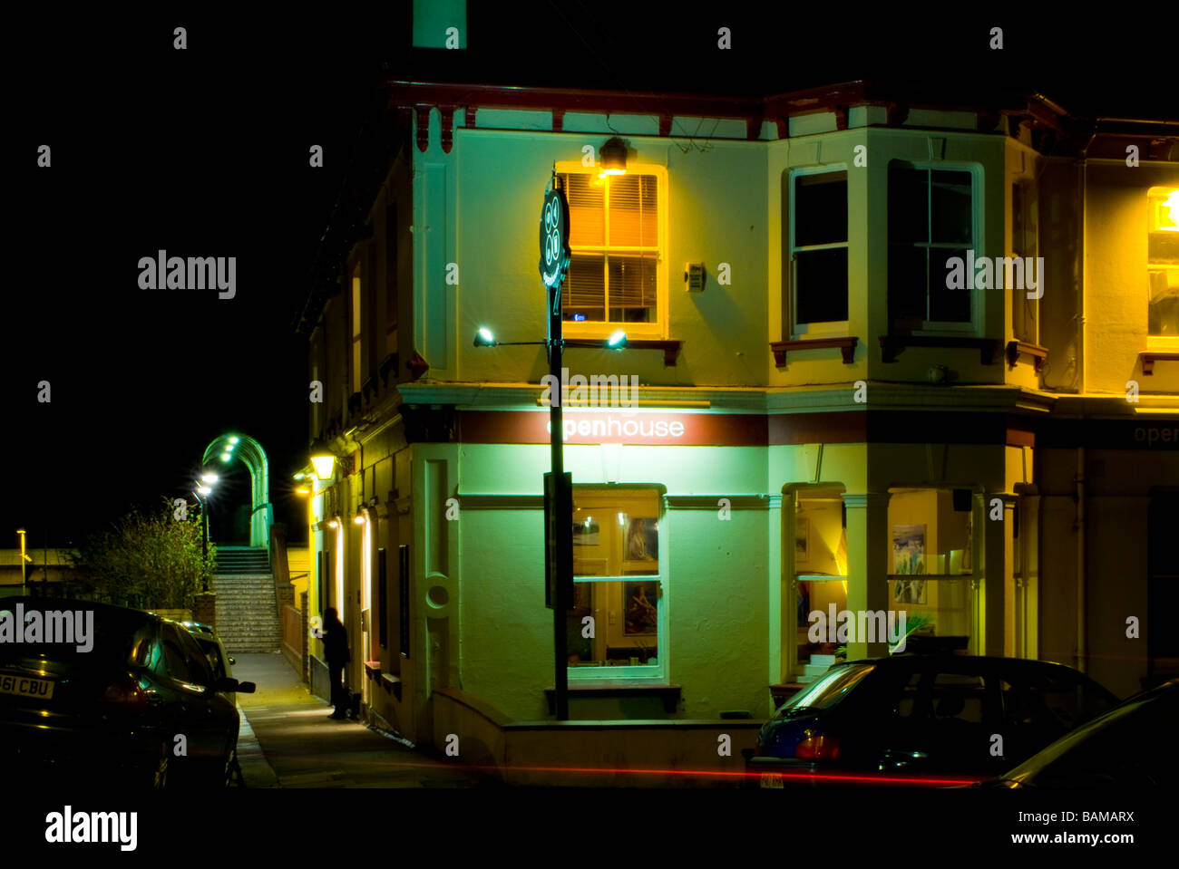 Brighton and Hove City night time street scenes and public houses with ...
