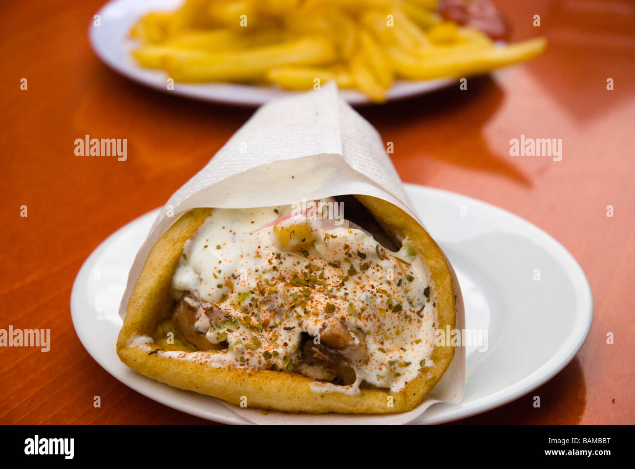 Greek fast food in Hania Crete Greece Europe Stock Photo - Alamy