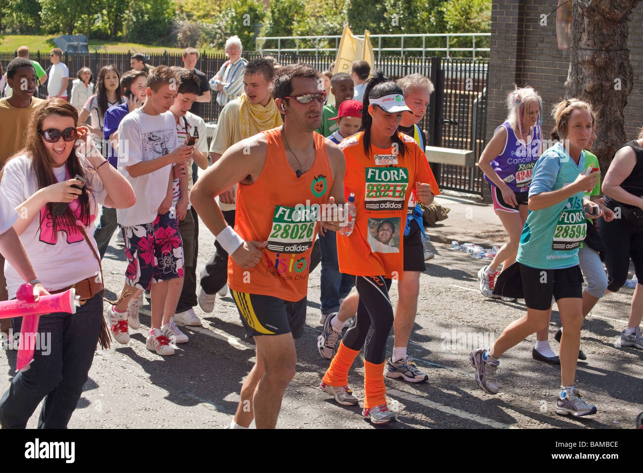 Jordan, Katie Price running the Flora London Marathon 2009 at Mudchute ...