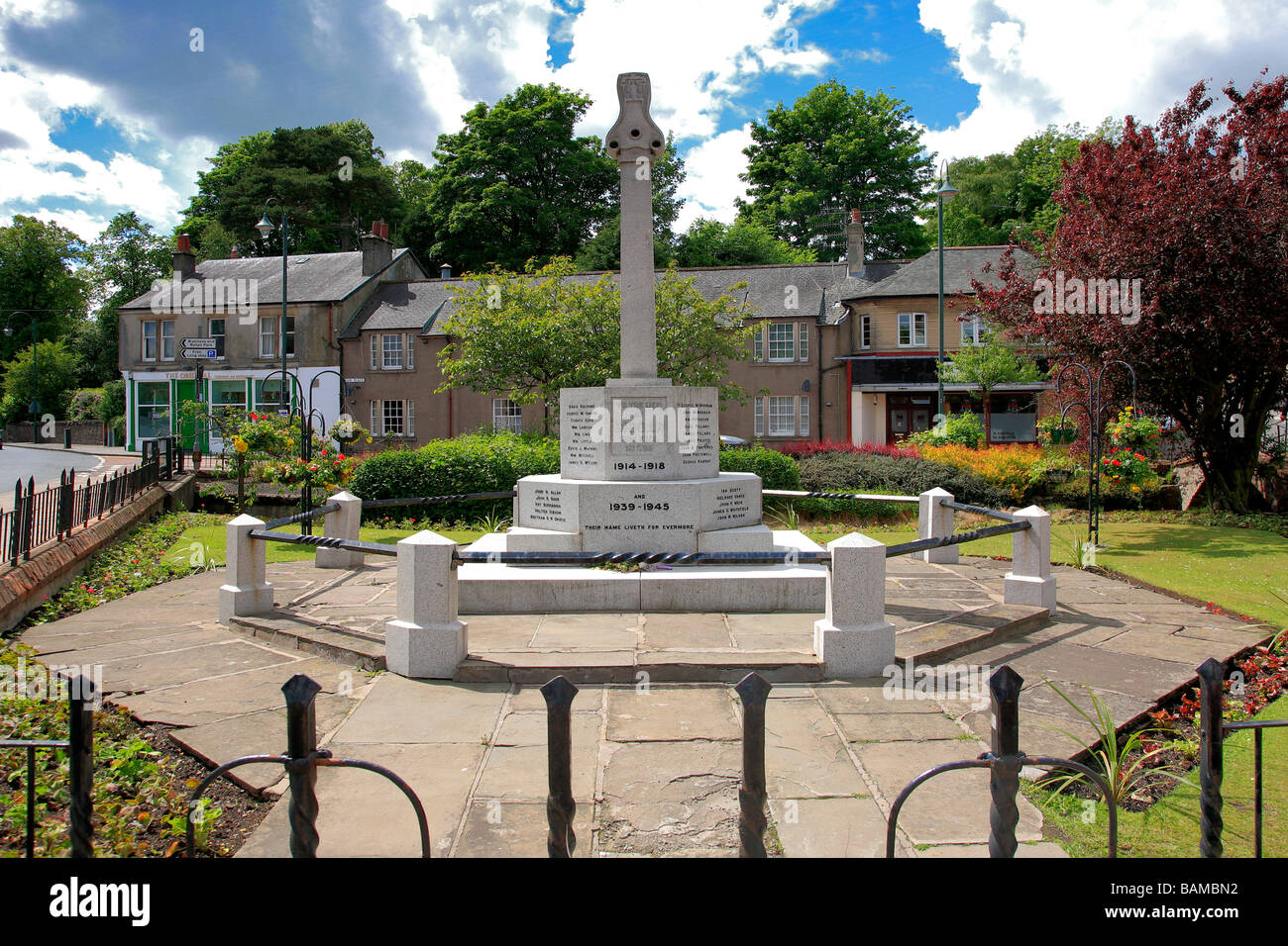 War memorial at Biggar Town Upper Tweeddale Scotland Britain UK Stock ...