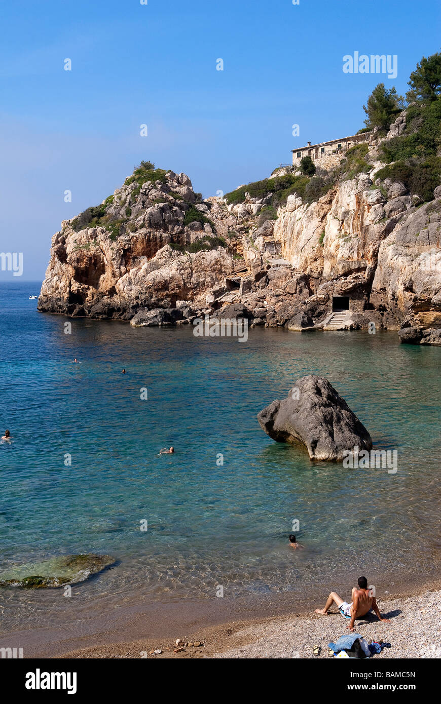 Spain, Balearic Islands, Majorca, Cala de Deia Beach, near Deia in the ...