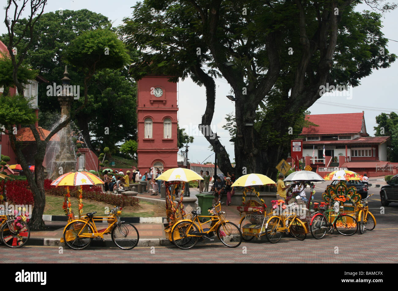 decorated bicycle rickshaw in Dutch Square Melaka Malaysia April 2008 ...