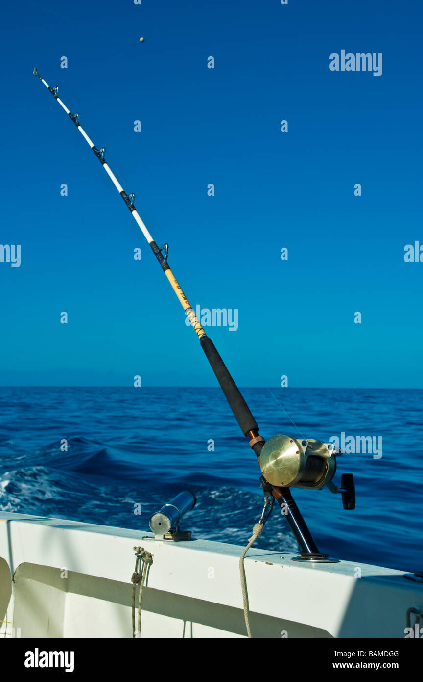 Big game fishing rod with reels on fishing boat Mauritius | Hochsee ...