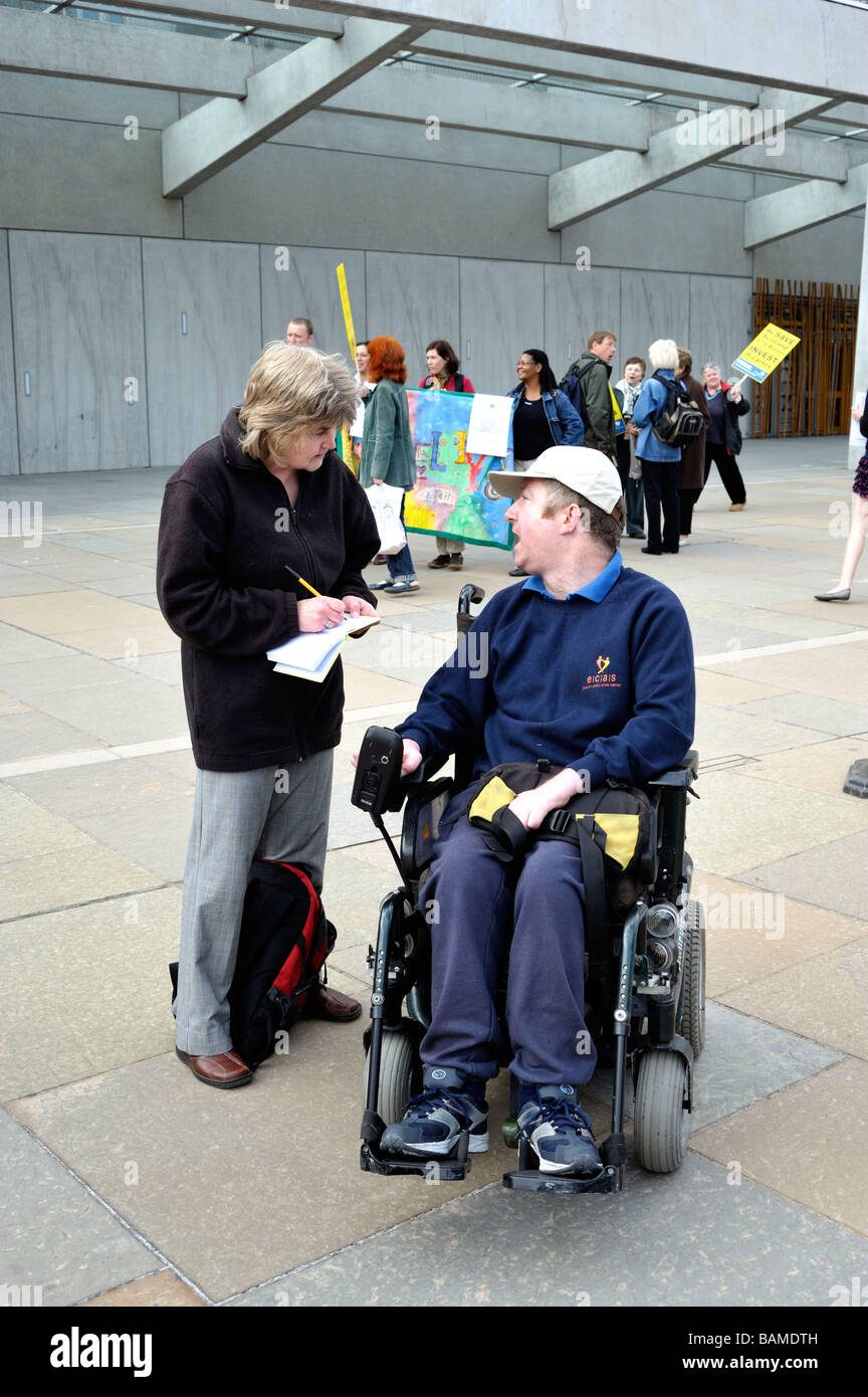 Media interview protest hi-res stock photography and images - Alamy