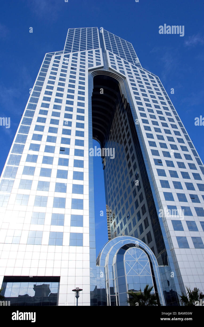 United Arab Emirates, Dubai, modern building on Sheikh Zayed Road ...