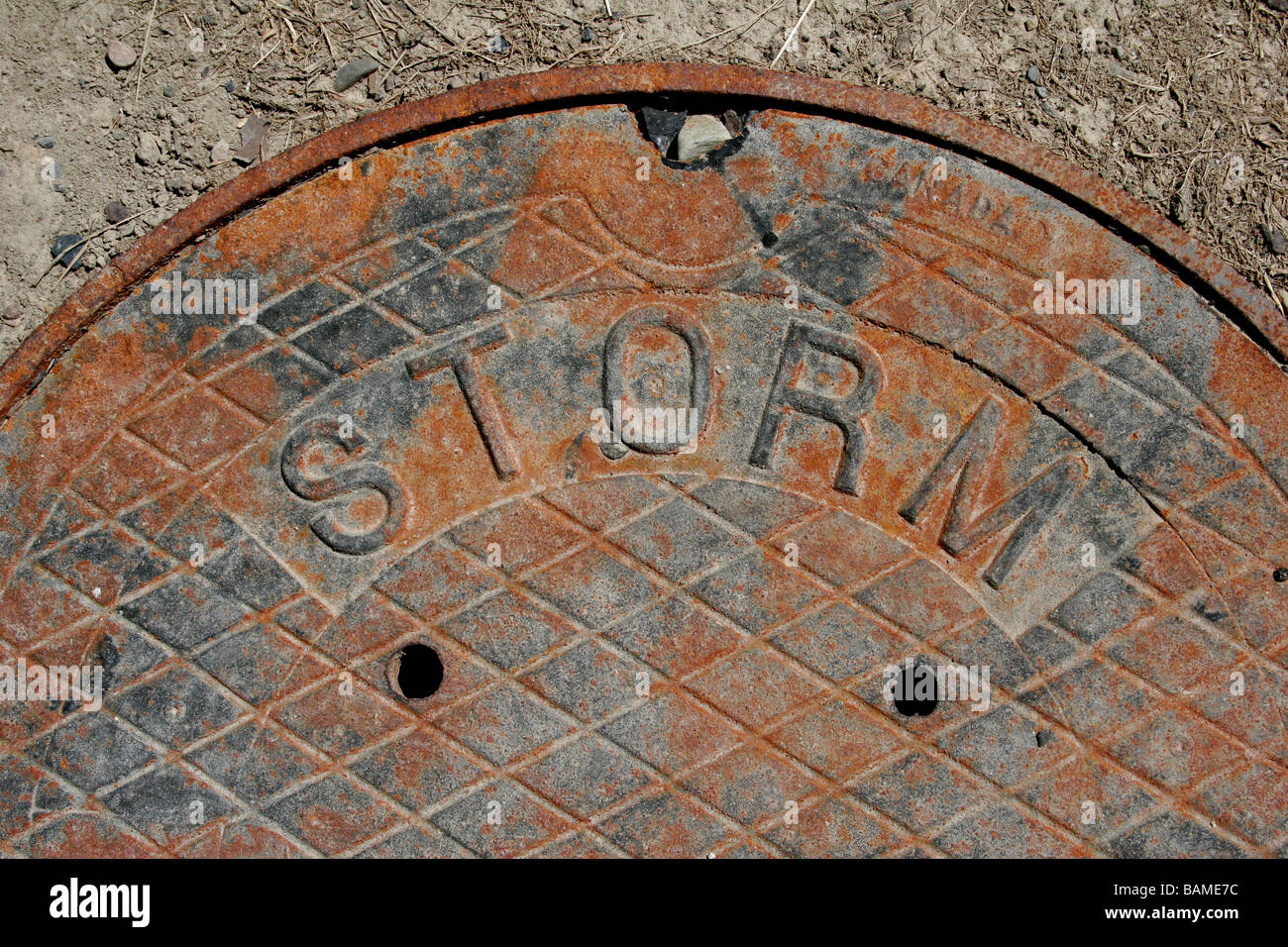 A storm drain cover Stock Photo - Alamy