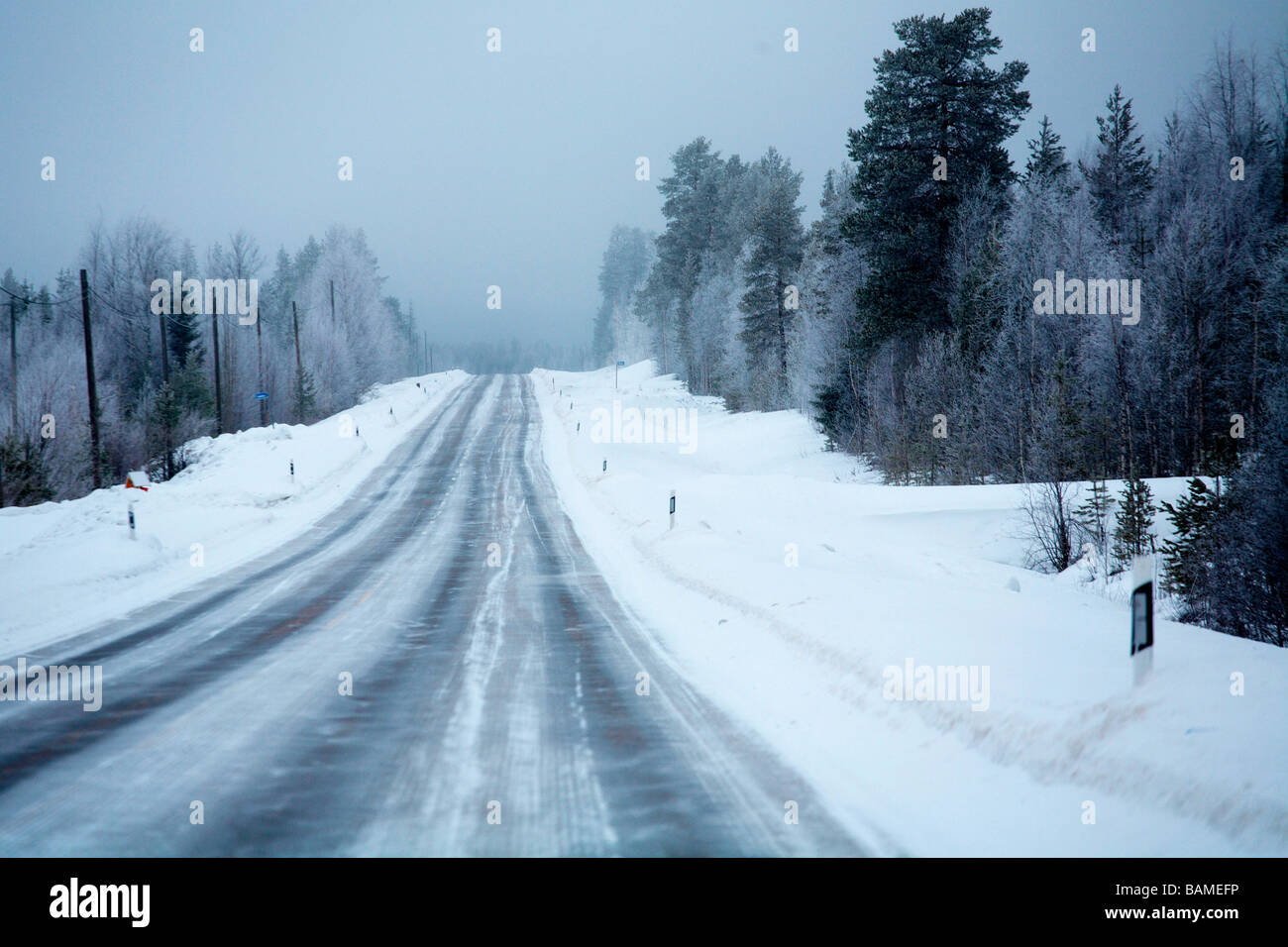 Finland, Lapland Province, frozen road Stock Photo - Alamy