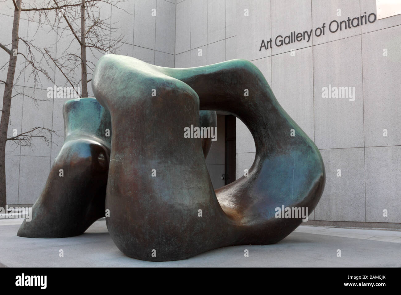 Bronze sculpture TWO LARGE FORMS 1966 to 1969 by Henry Moore outside ...