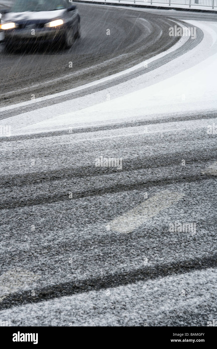 moving cars on snow covered roads Stock Photo - Alamy