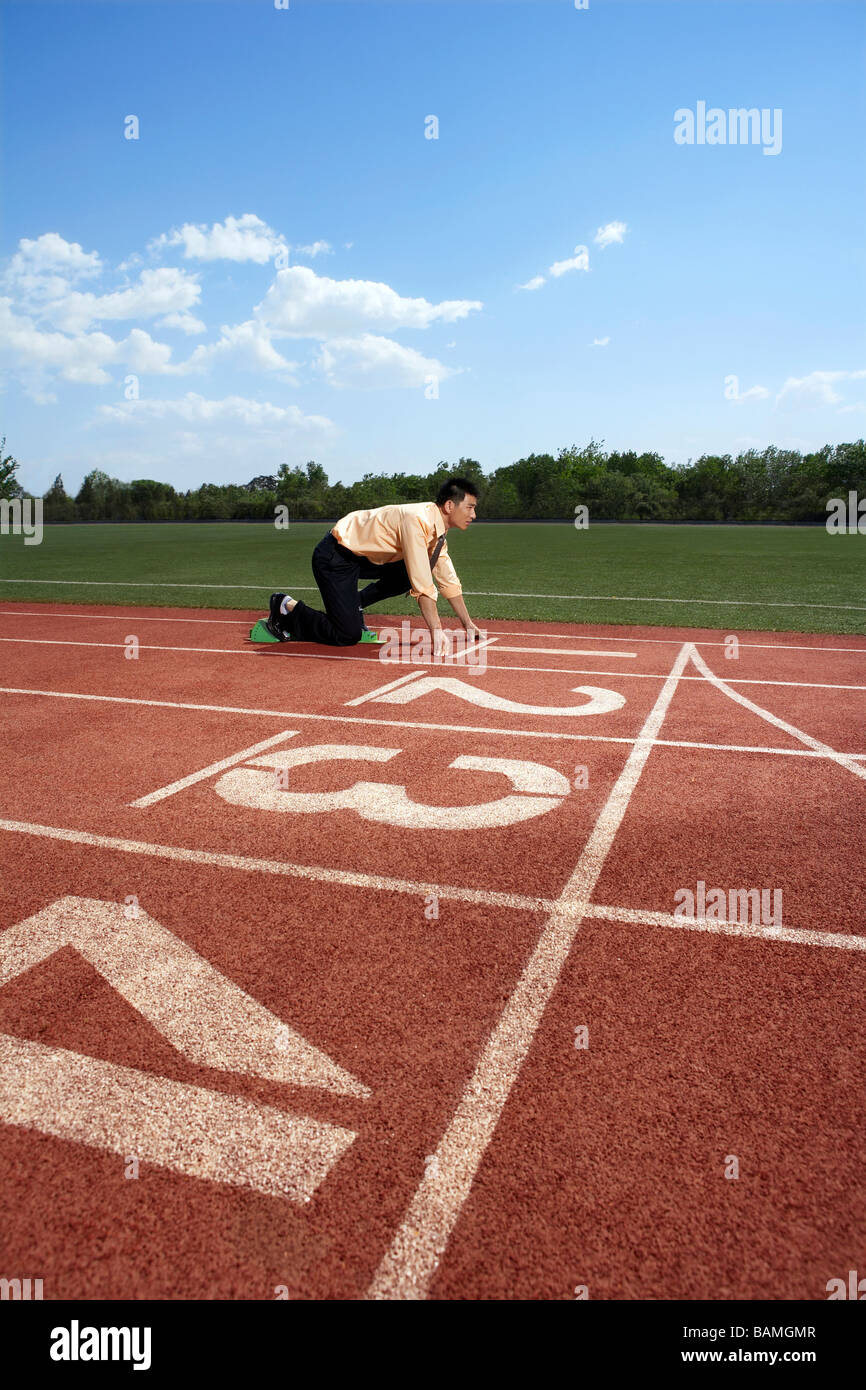 Businessman Running Track Stock Photo - Alamy
