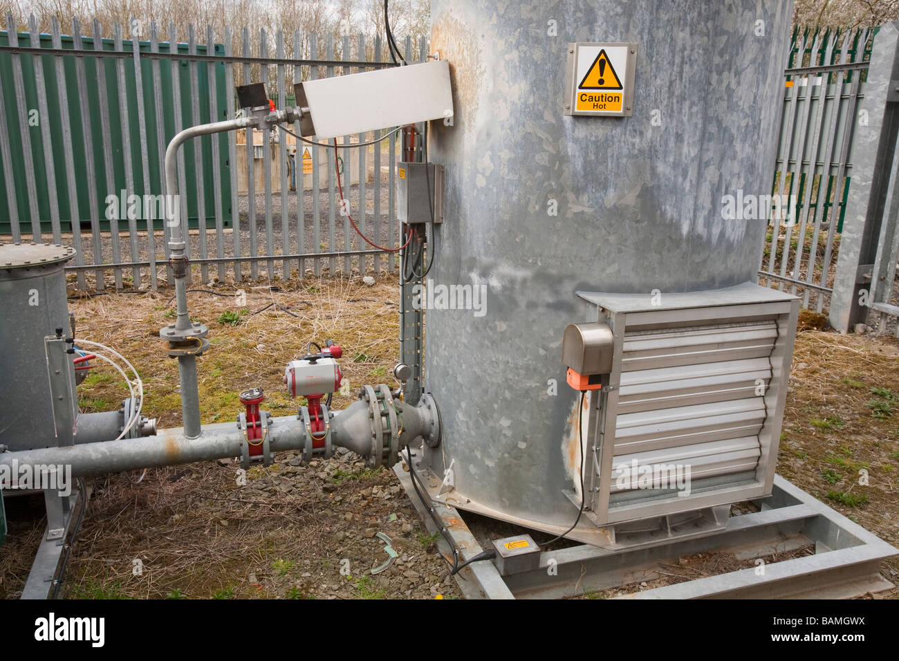 A methane burner at the old landfill site in Clitheroe Lancashire UK ...