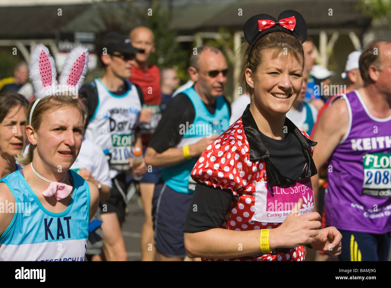 London Marathon Ladies in fancy dress in first mile Blackheath London ...