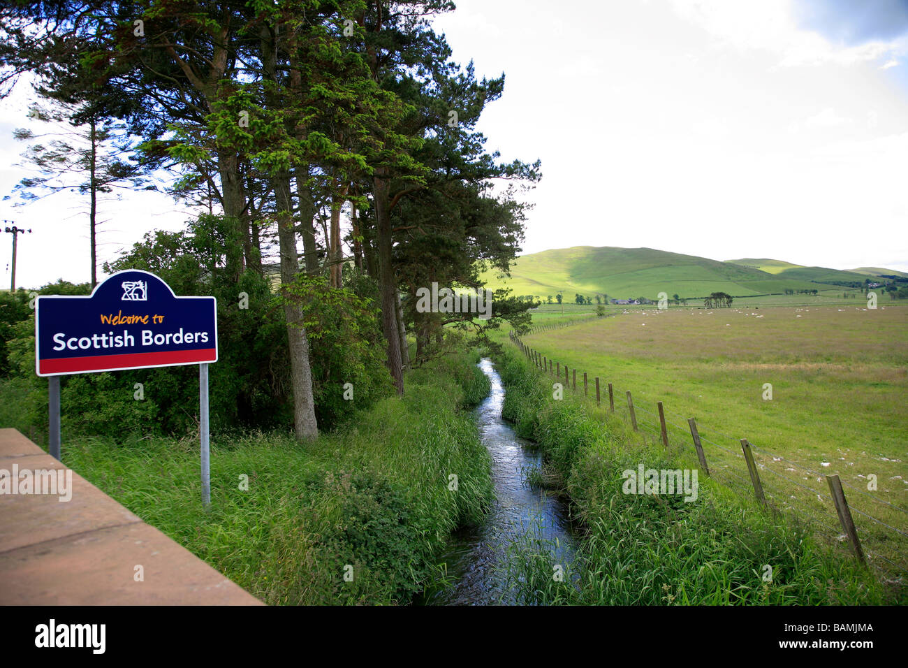 Scottish Borders Sign near Biggar Town Upper Tweeddale Scotland Britain ...