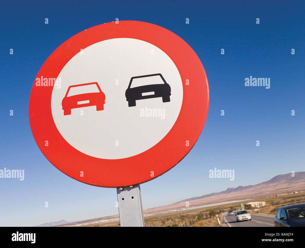 Traffic sign in Granada, Spain; No passing traffic sign Stock Photo - Alamy