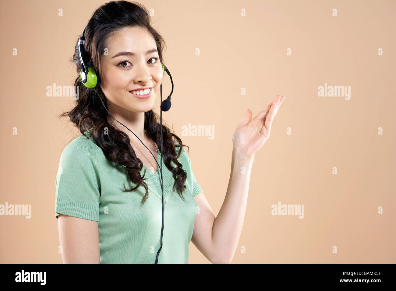 Woman Wearing Headset Stock Photo - Alamy