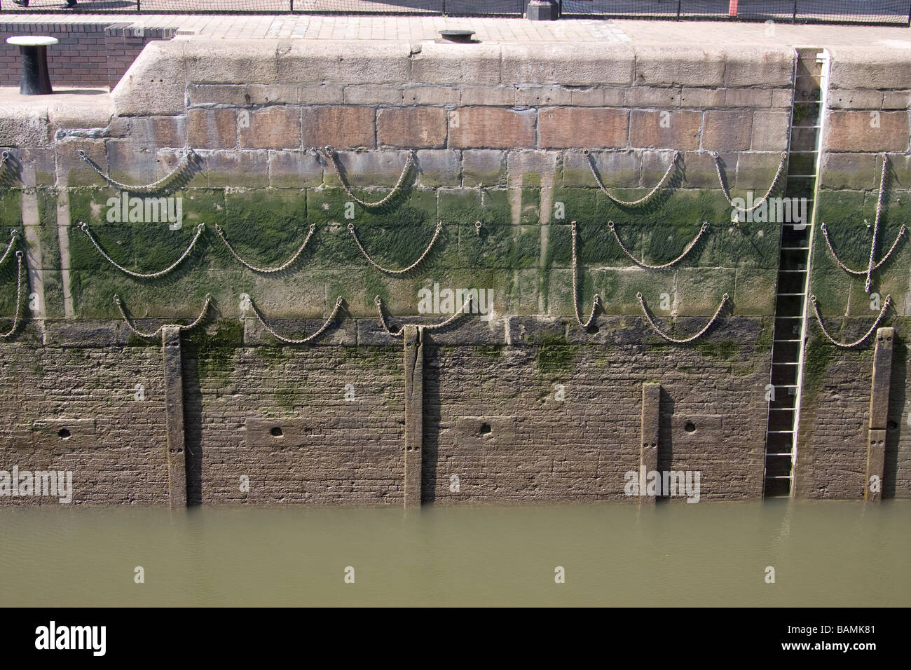 lock chamber wall low water st katharines dock thames path north bank ...