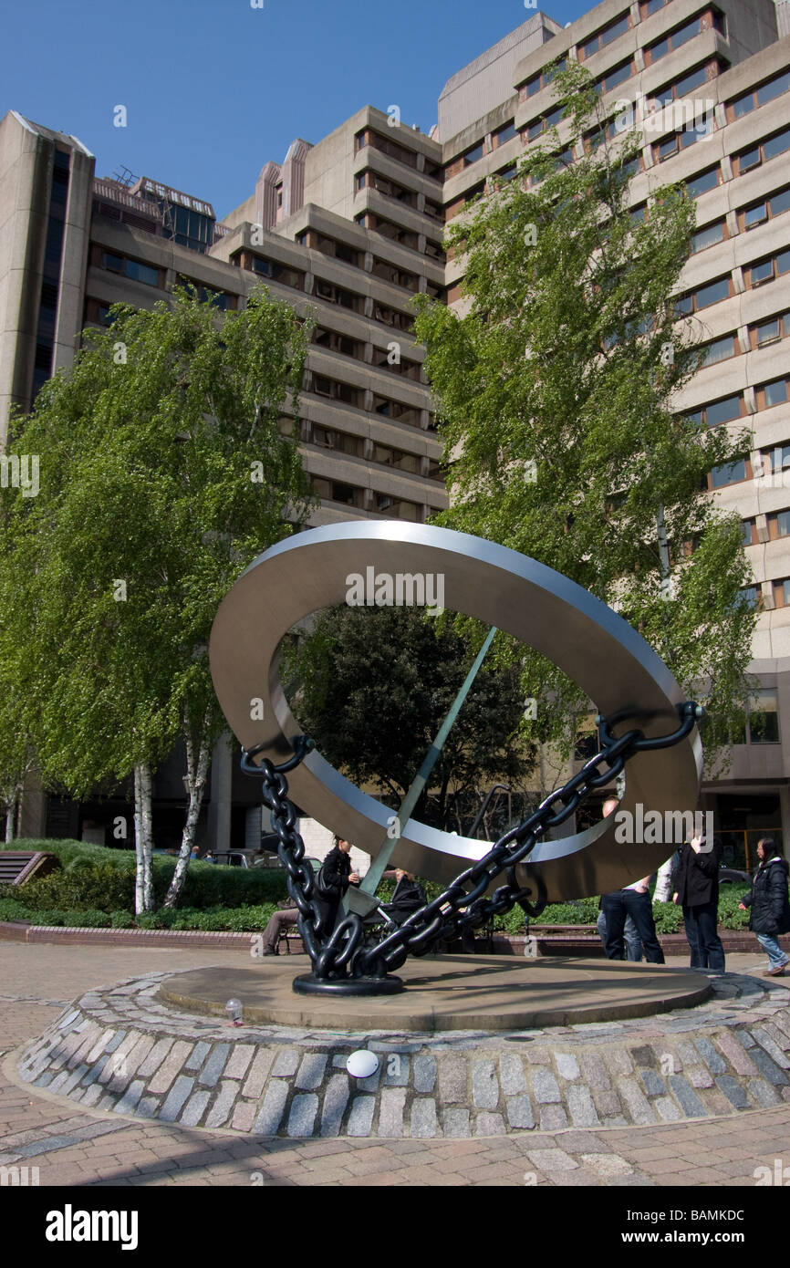 large modern silver sundial hotel thames path north bank river thames ...