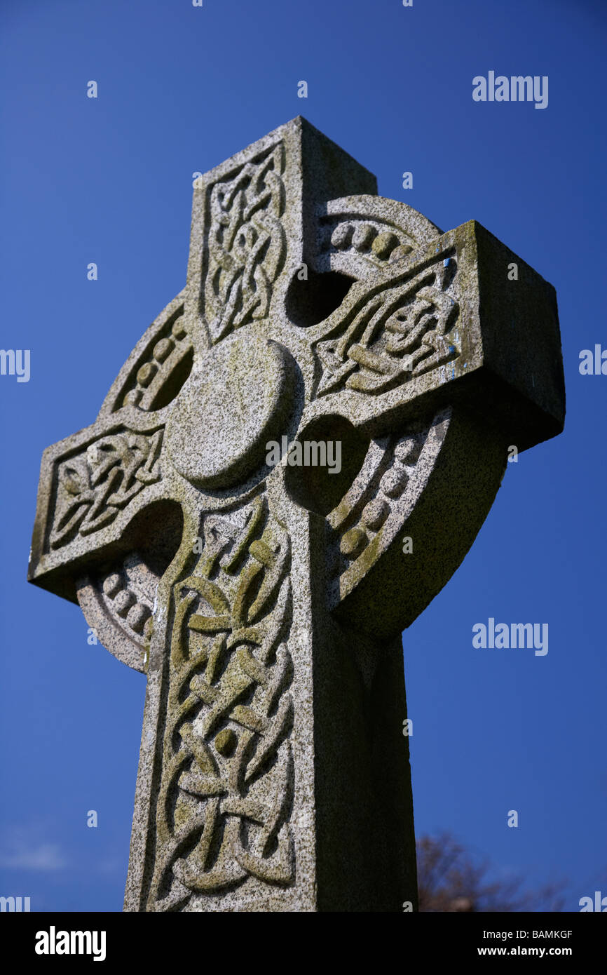 Irish celtic cross in the graveyard of antrim castle grounds county ...