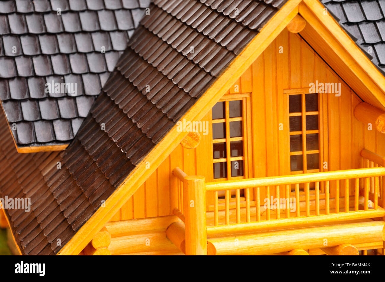 Model of roof house from wood Stock Photo - Alamy
