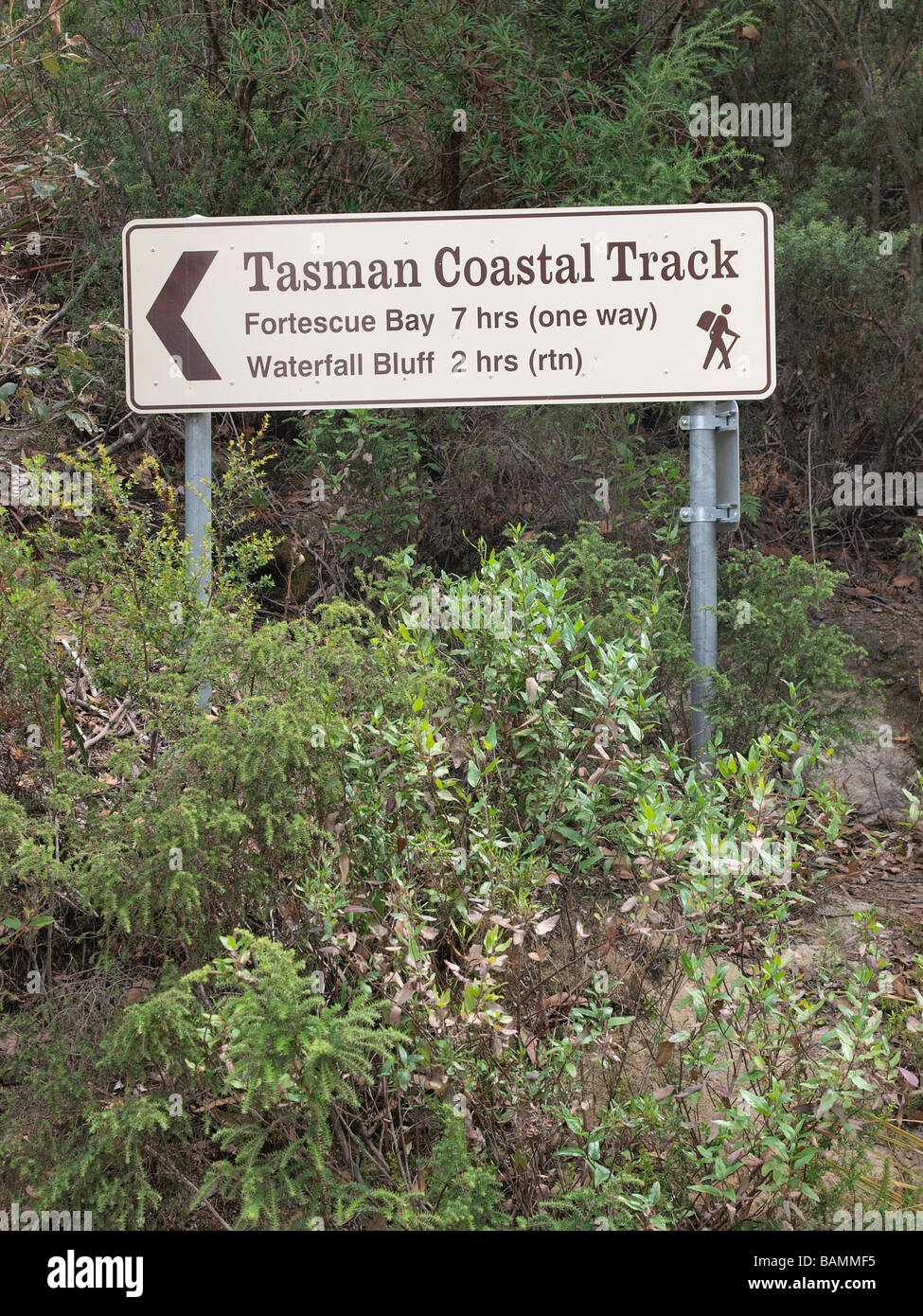 METAL INFORMATION SIGN FOR TASMAN COASTAL TRACK TO FORTESCUE BAY AND ...
