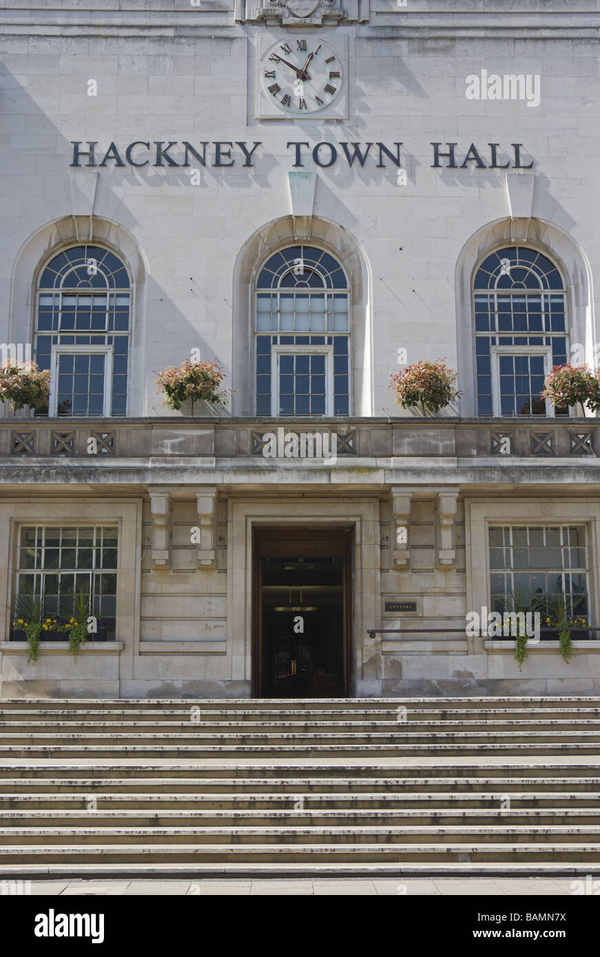 Hackney Town Hall facade Stock Photo - Alamy