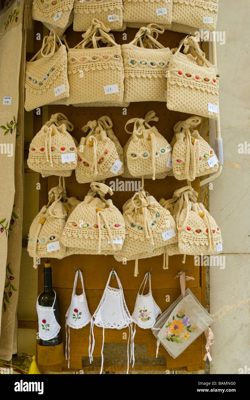 Shops selling handicrafts in old town Rethymno Crete Greece Europe ...